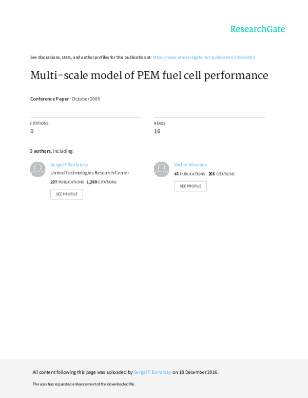(PDF) Multi-scale model of PEM fuel cell performance
