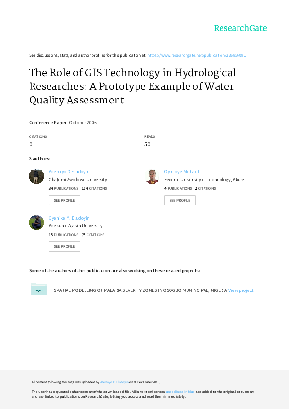 (PDF) The role of GIS technology in hydrological researches: a ...