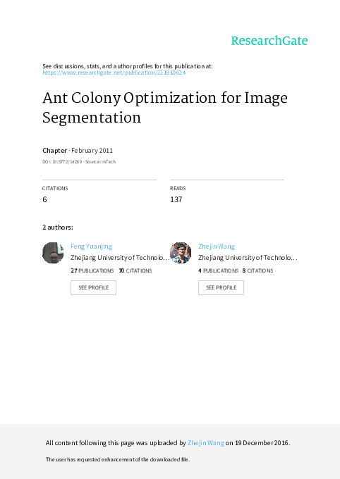 (PDF) Ant colony optimization for image segmentation