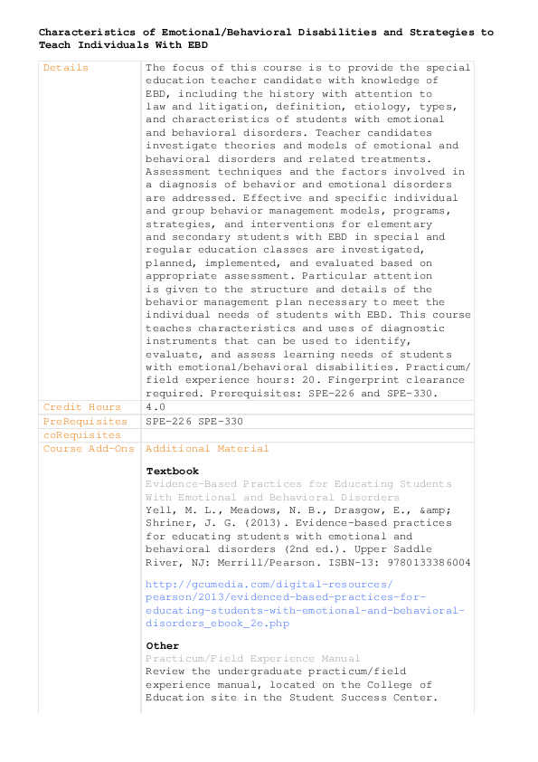 (PDF) Characteristics of Emotional/Behavioral Disabilities and ...