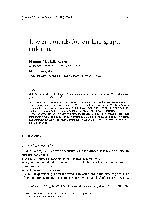 (PDF) Lower bounds for on-line graph coloring