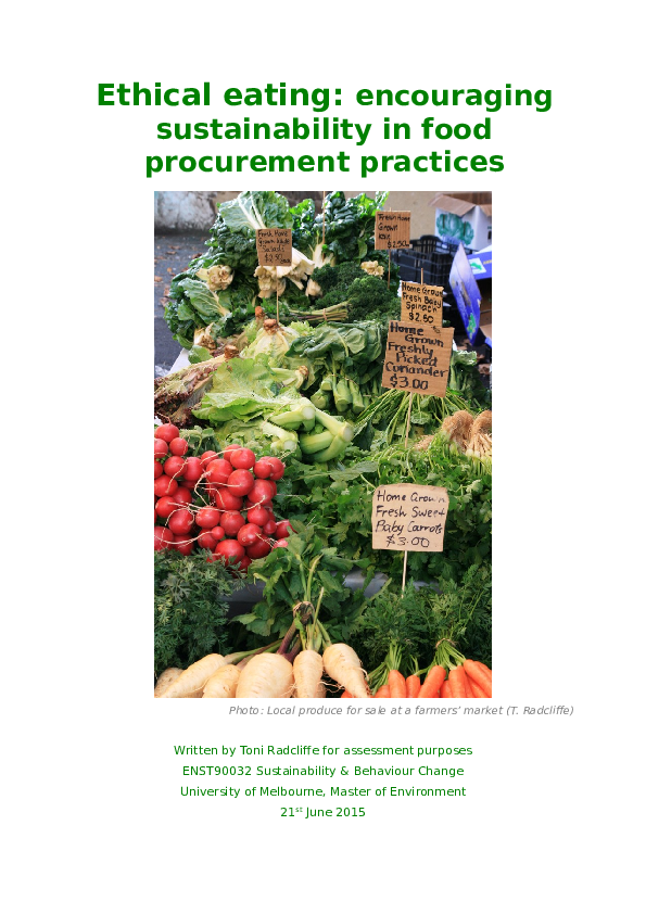 (DOC) Shifting to Ethical Eating: Enhancing Sustainable Food Practices