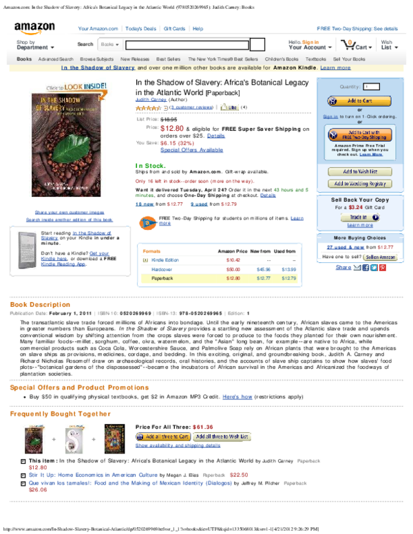 (PDF) In the Shadow of Slavery: Africa's Botanical Legacy in the ...