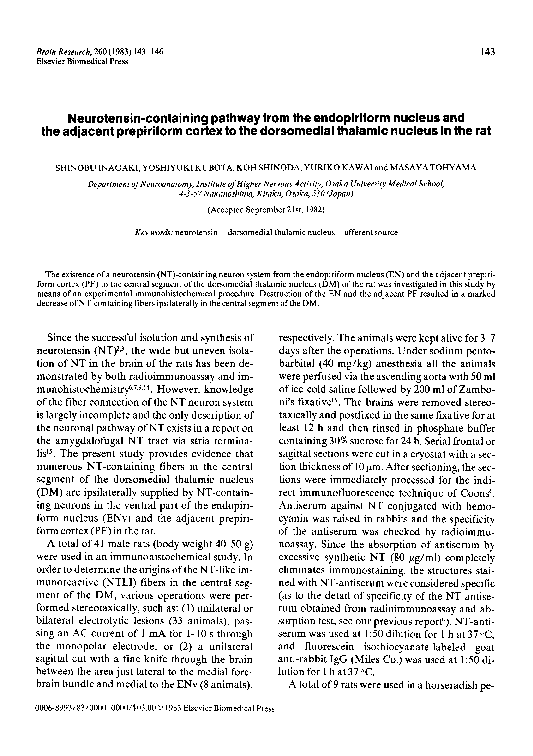 (PDF) Neurotensin-containing pathway from the endopiriform nucleus and ...