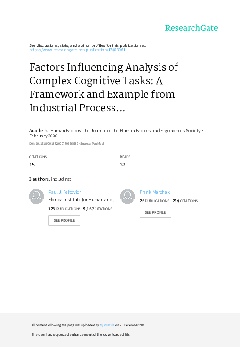 (PDF) Factors influencing analysis of complex cognitive tasks: A ...