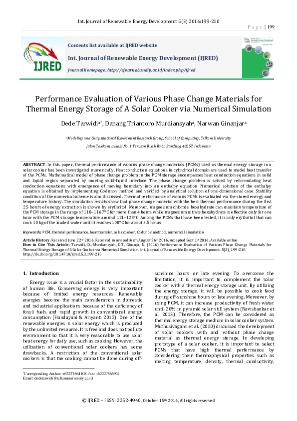 (PDF) Performance Evaluation of Various Phase Change Materials for ...