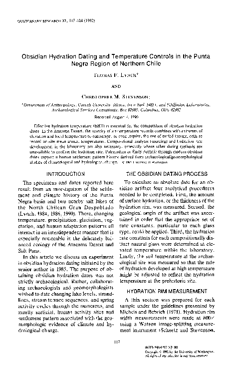 (PDF) Obsidian hydration dating and temperature controls in the Punta ...