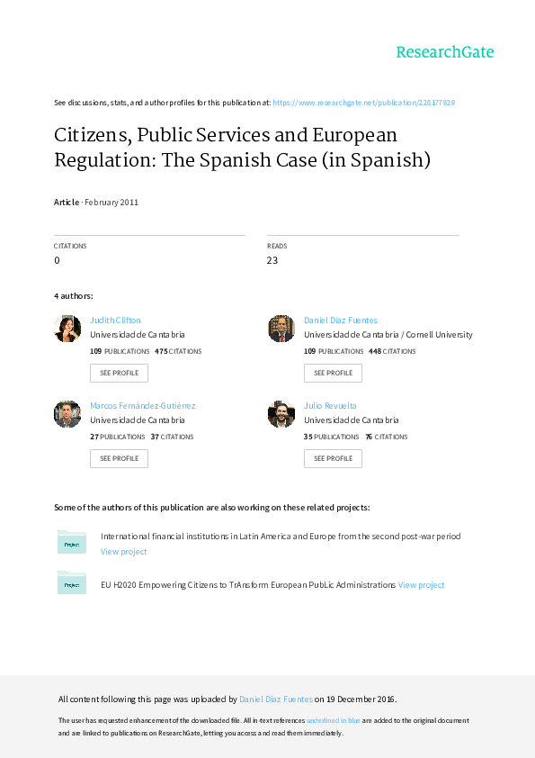 (PDF) Citizens, Public Services and European Regulation: The Spanish ...