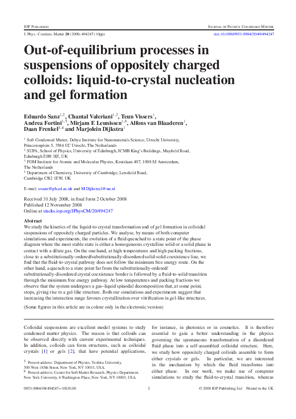 (PDF) Out-of-equilibrium processes in suspensions of oppositely charged ...