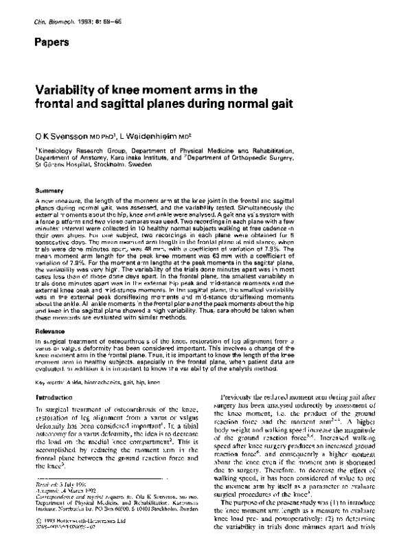 (PDF) Variability of knee moment arms in the frontal and sagittal ...