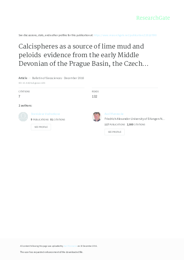(PDF) Calcispheres as a source of lime mud and peloids evidence from ...
