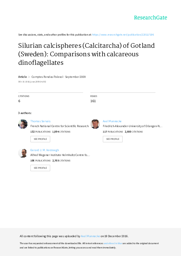(PDF) Silurian calcispheres (Calcitarcha) of Gotland (Sweden ...