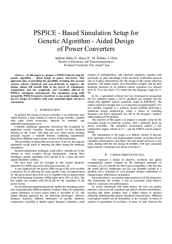 (PDF) PSPICE-based simulation setup for genetic algorithm-aided design of power converters
