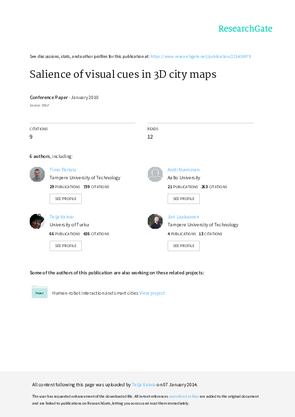 (PDF) Salience of visual cues in 3D city maps