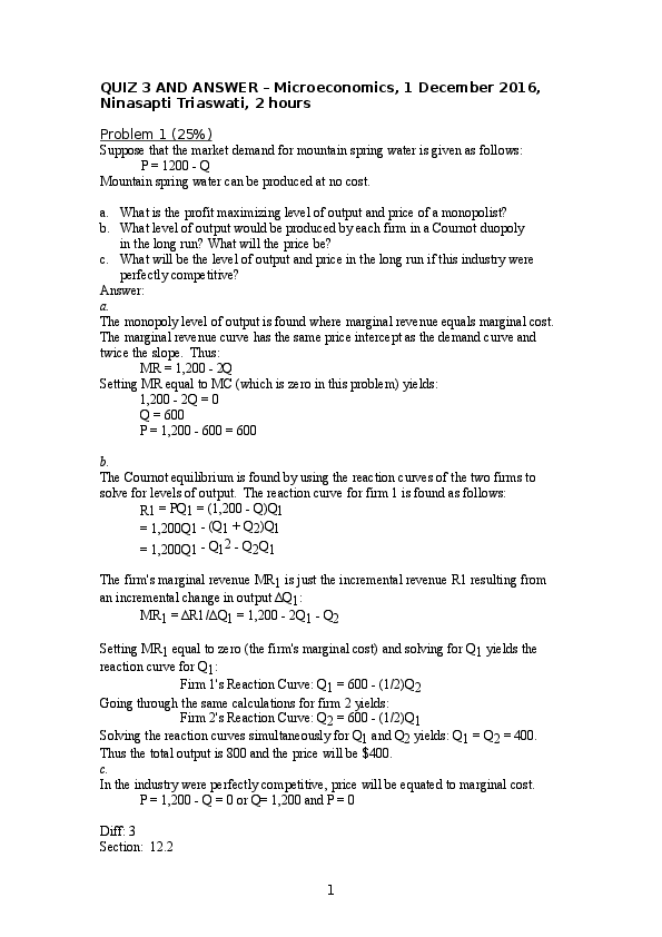 (DOC) QUIZ 3 AND ANSWER Microeconomics 1 12 2016