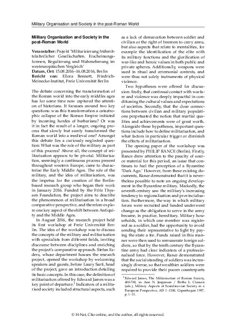 (PDF) Conference Report: Military Organisation and Society in the post ...