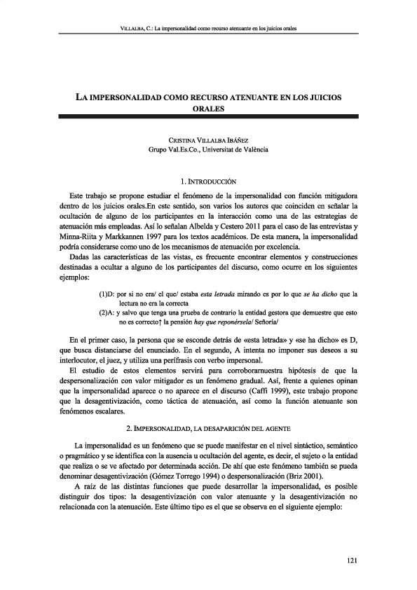 (PDF) La impersonalidad como recurso atenuante en los juicios orales