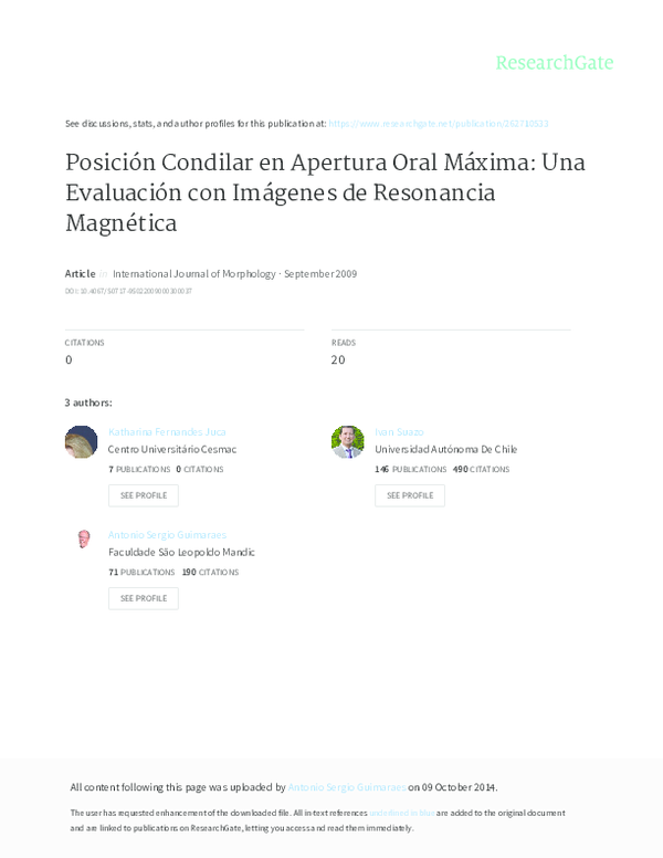 (PDF) Mandibular Condyle Position in Maximum Mouth Opening: A Magnetic ...