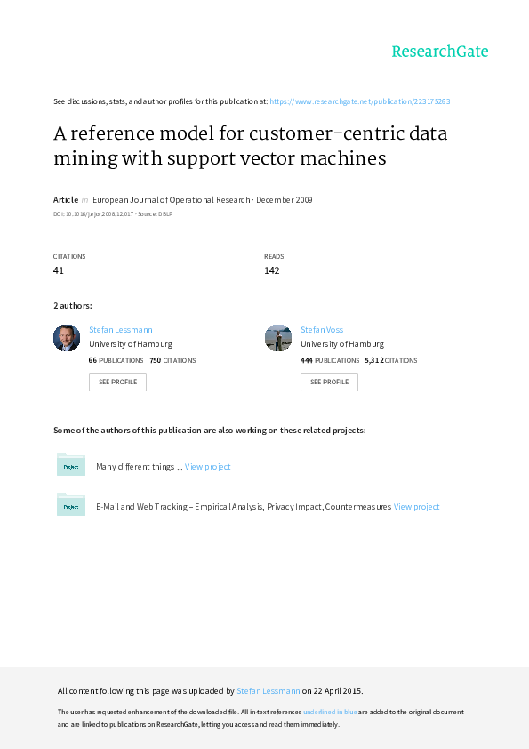 (PDF) A reference model for customer-centric data mining with support ...