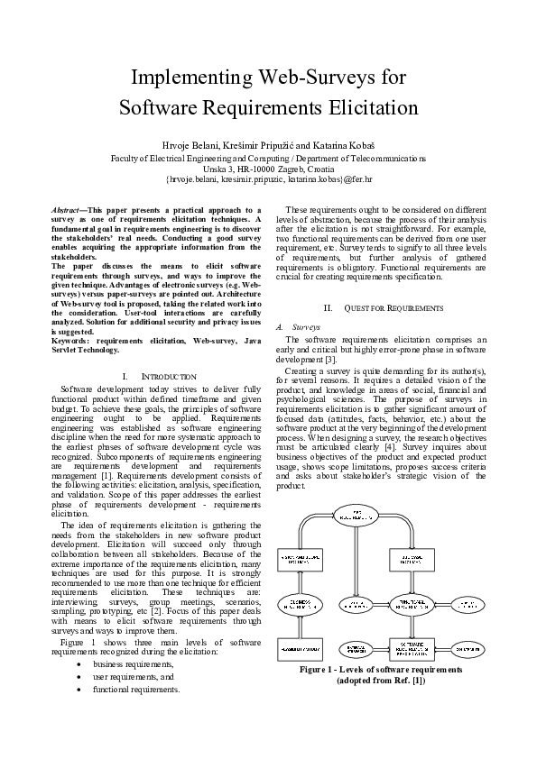 (PDF) Implementing web-surveys for software requirements elicitation