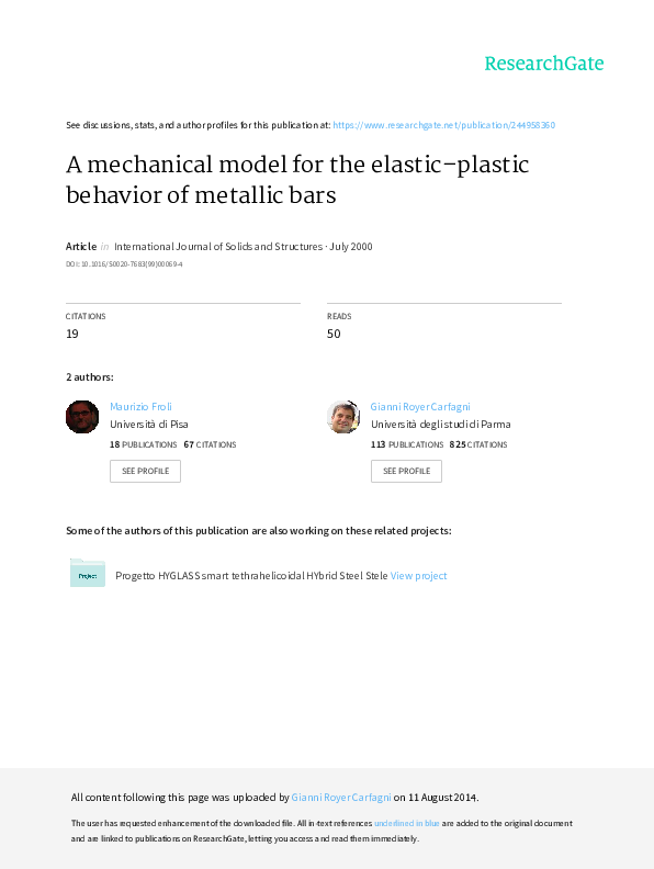 (PDF) A mechanical model for the elastic–plastic behavior of metallic bars