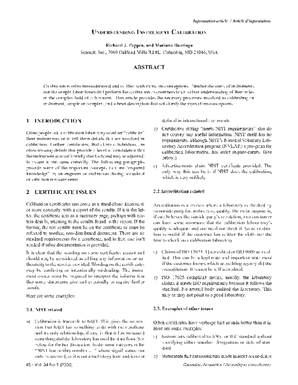 (PDF) Understanding instrument calibration