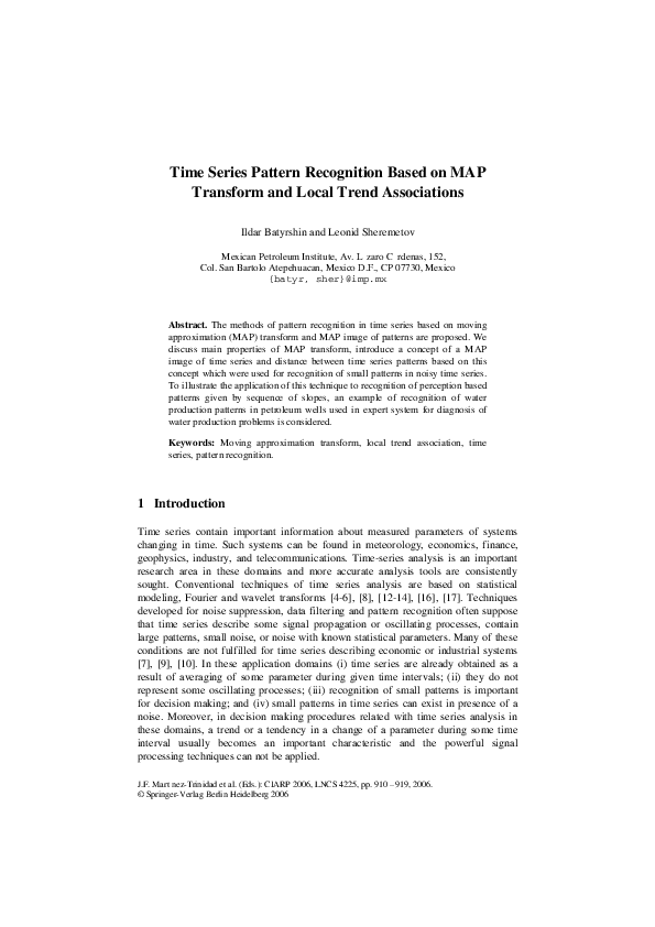 Pdf Time Series Pattern Recognition Based On Map Transform And Local