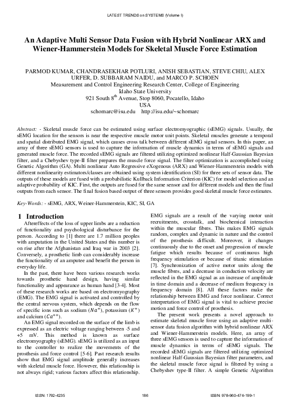 (PDF) A Hybrid Adaptive Multi Sensor Data Fusion for Estimation of Skeletal Muscle Force for ...