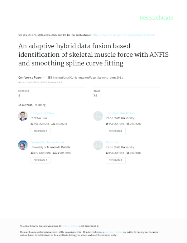 (PDF) A Hybrid Adaptive Multi Sensor Data Fusion for Estimation of Skeletal Muscle Force for ...