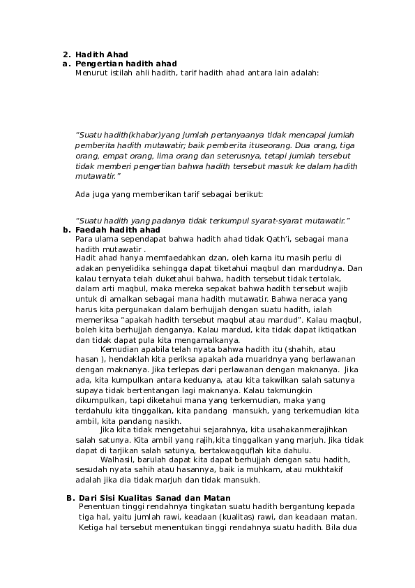 (DOC) Hadith Ahad