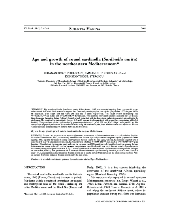 (PDF) Age and growth of round sardinella (Sardinella aurita) in the ...