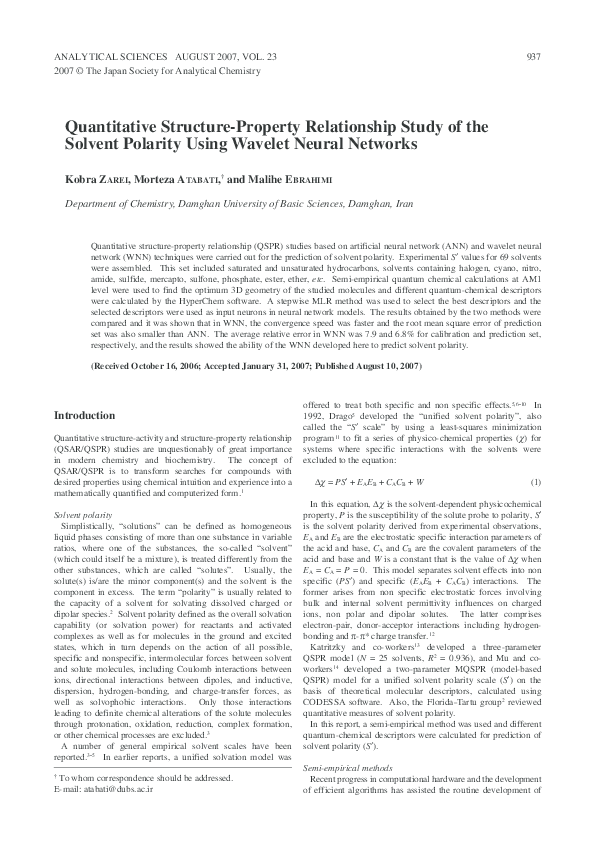 (PDF) Quantitative structure-property relationship study of chromatographic retention indices ...