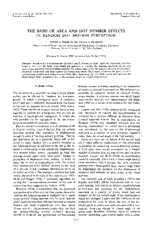 (PDF) The basis of area and dot number effects in random dot motion ...