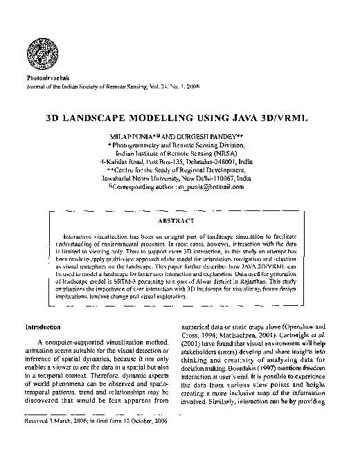 (PDF) 3D landscape modelling using JAVA 3D/VRML