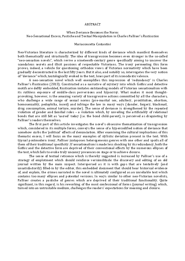 (PDF) When Deviance Becomes the Norm: Neo-Sensational Excess, Pastiche and Textual Manipulation ...