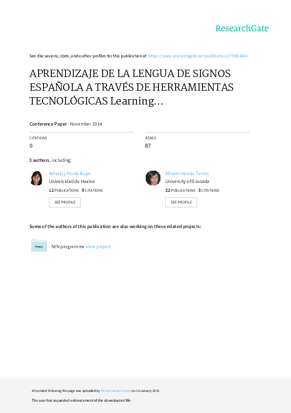 (PDF) APRENDIZAJE DE LA LENGUA DE SIGNOS ESPAÑOLA A TRAVÉS DE ...