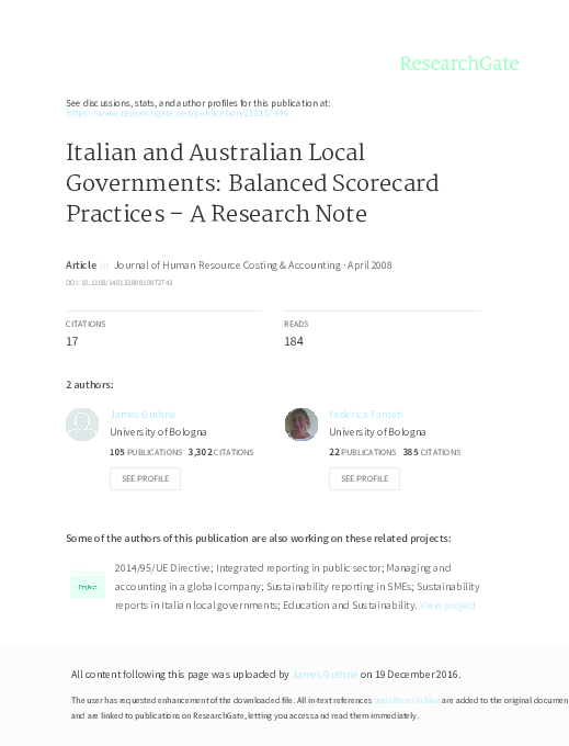 (PDF) Italian and Australian local governments: balanced scorecard ...