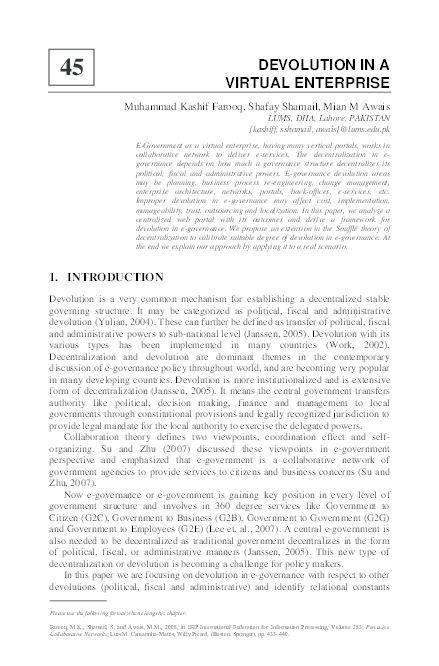 (PDF) Devolution in a Virtual Enterprise