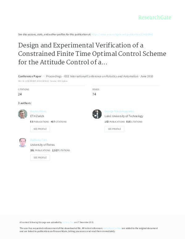 Pdf Design And Experimental Verification Of A Constrained Finite Time Optimal Control Scheme