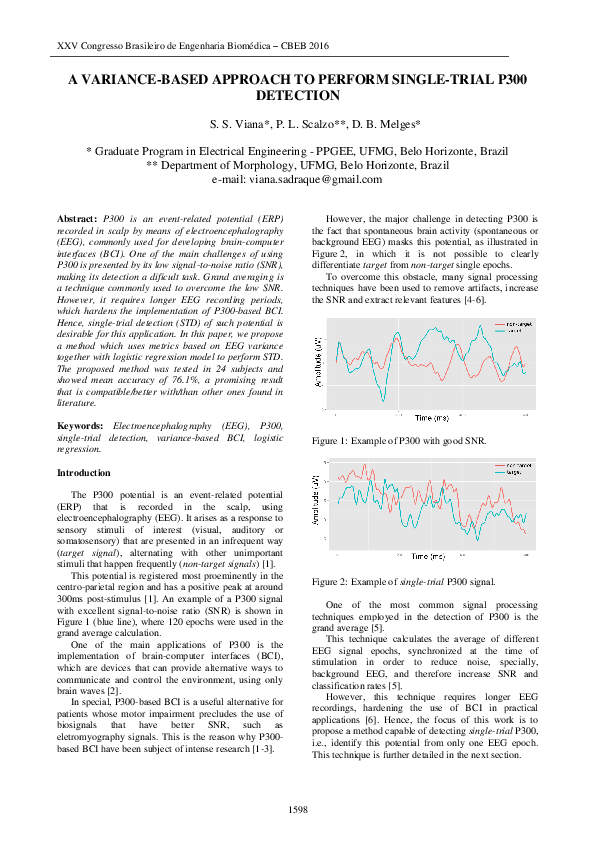 (PDF) Variance-Based Metrics for Single-Trial P300 Detection