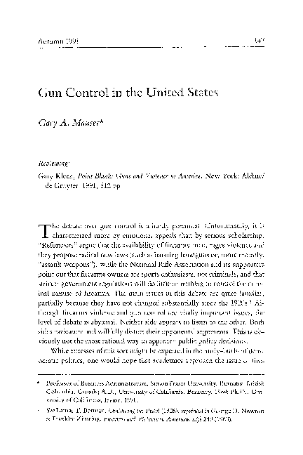 (PDF) Gun control in the United States