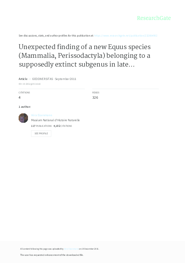 (PDF) Unexpected finding of a new Equus species (Mammalia ...