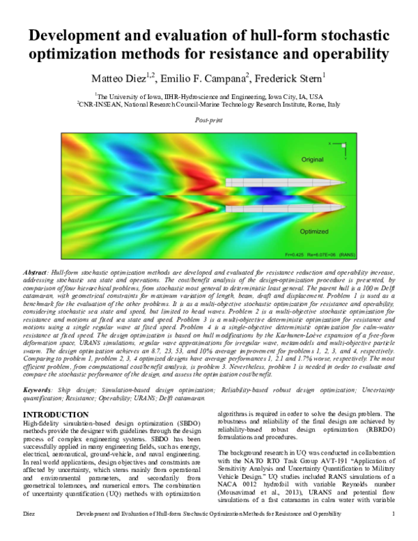 Pdf Development And Evaluation Of Hull Form Stochastic Optimization Methods For Resistance And