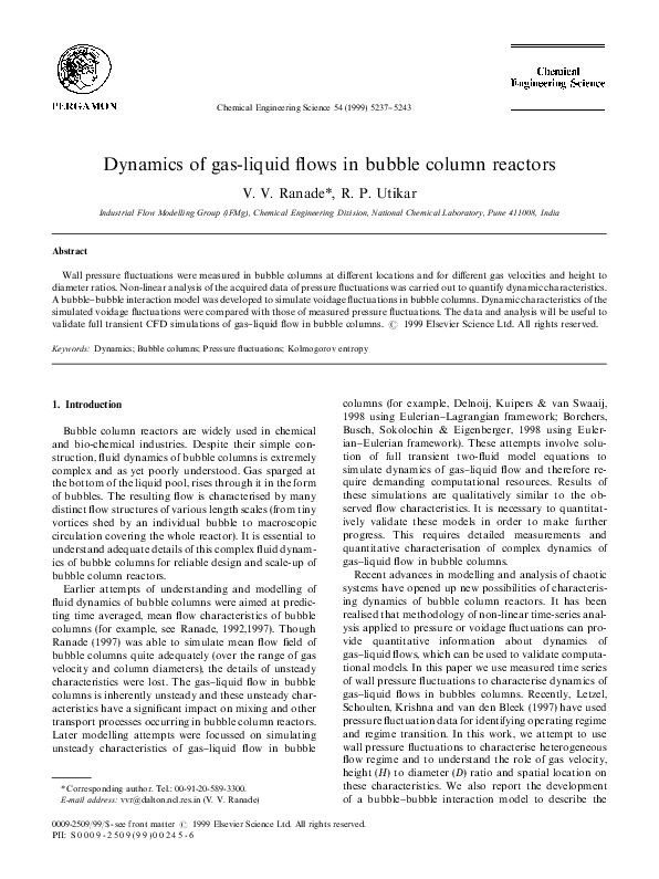 (PDF) Dynamics of gas-liquid flows in bubble column reactors