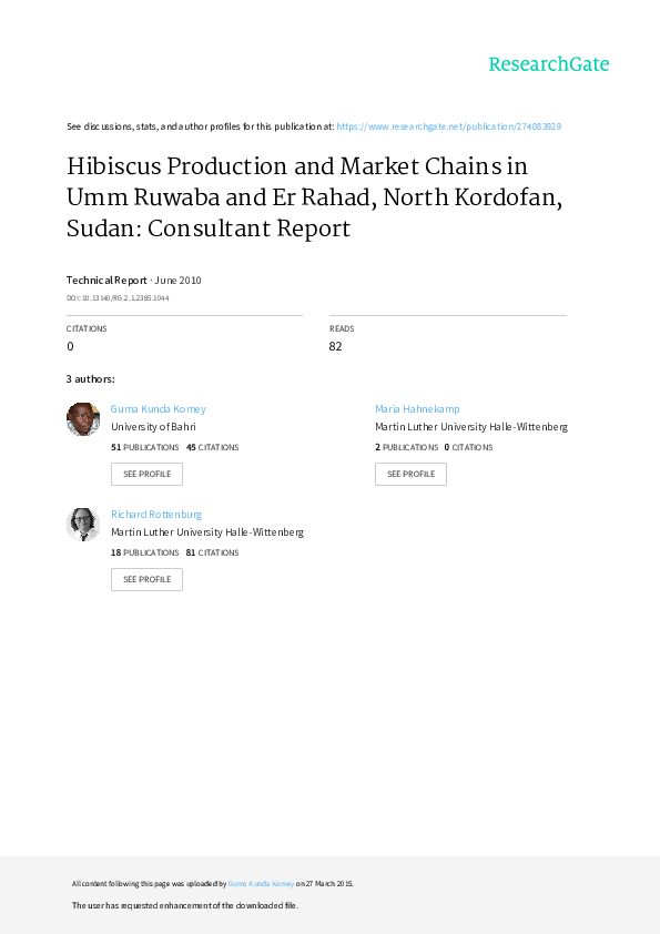 (PDF) Hibiscus Production and Market Chains in Umm Ruwaba and Er Rahad ...