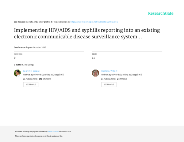 (PDF) Implementing HIV/AIDS and syphilis reporting into an existing ...