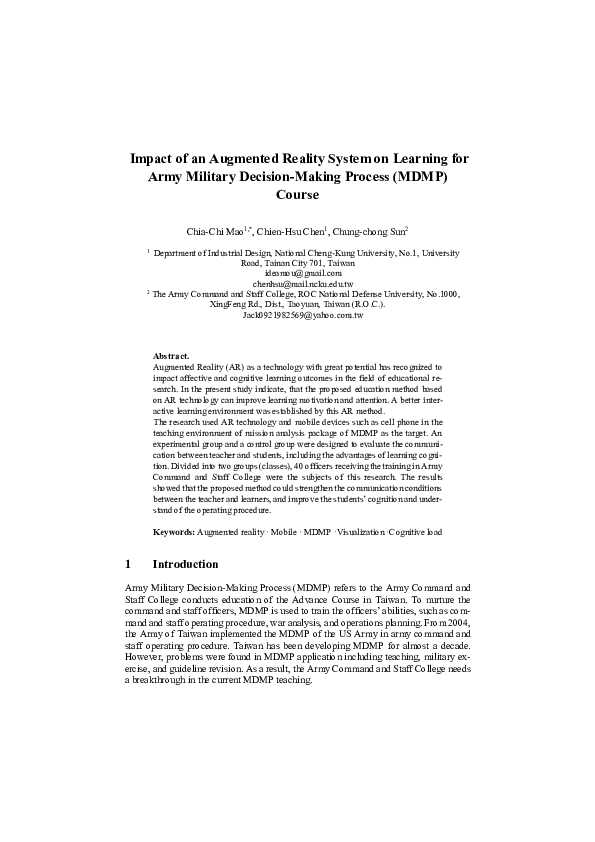 (PDF) Impact of an Augmented Reality System on Learning for Army ...