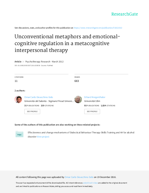 (PDF) Unconventional metaphors and emotional-cognitive regulation in a metacognitive ...