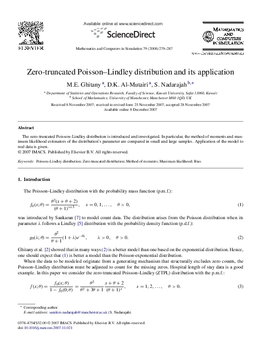 Pdf Zero Truncated Poisson Lindley Distribution And Its Application
