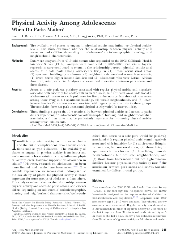 (PDF) Physical Activity Among Adolescents